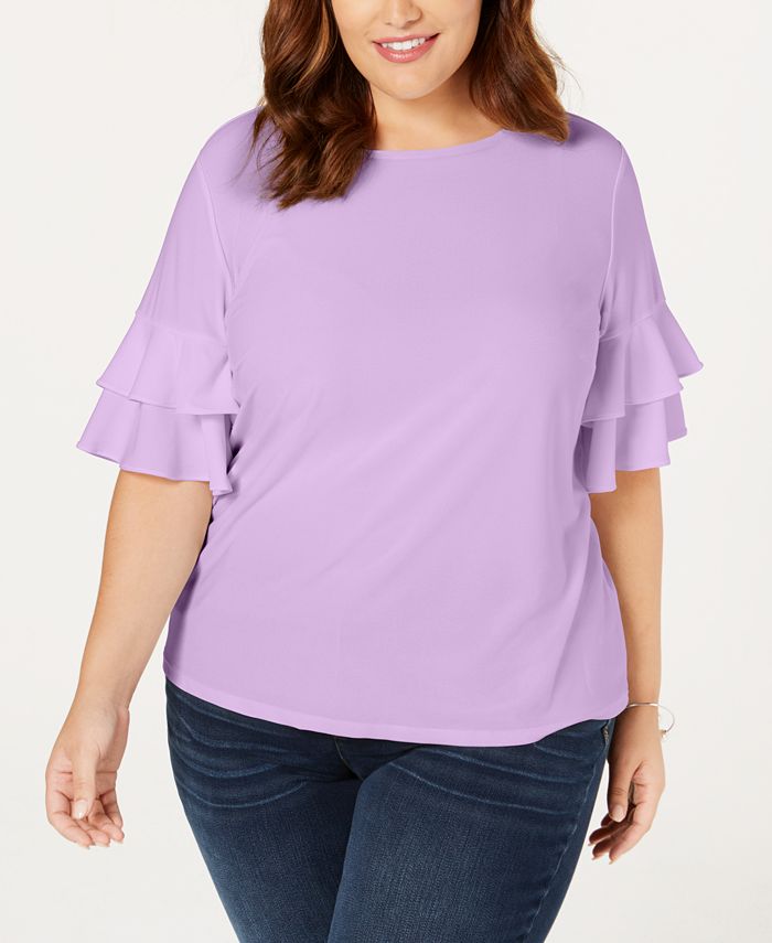 INC International Concepts INC Plus Size Ruffle-Sleeve Top, Created for ...