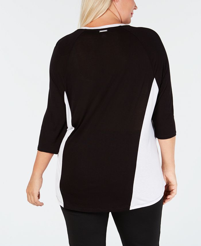 Michael Kors Plus Size Colorblocked Grommet Top - Macy's
