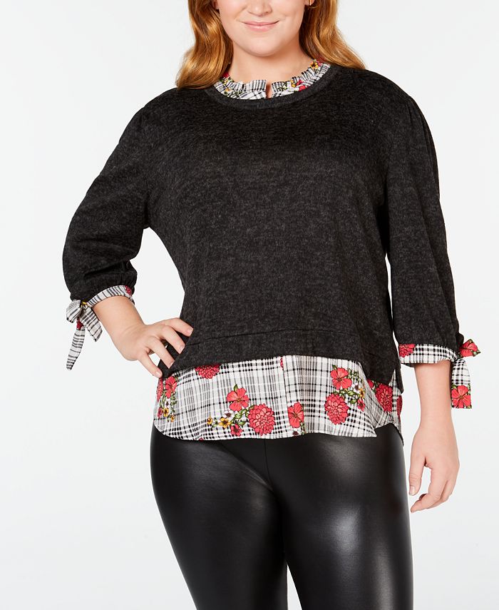 Monteau Trendy Plus Size Layered-Look Top - Macy's