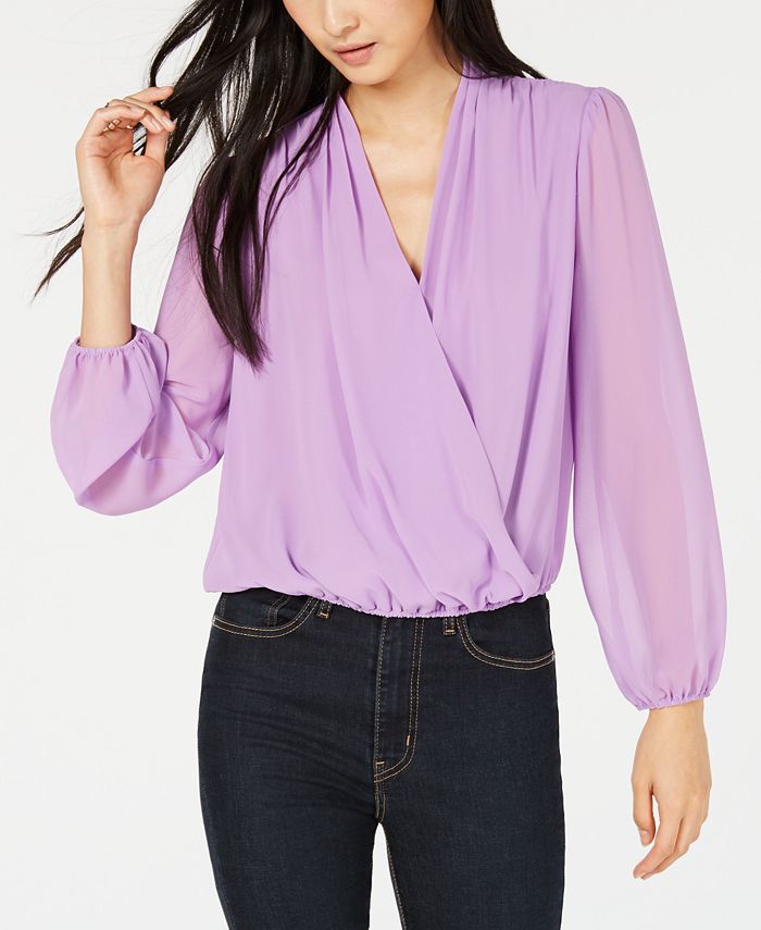 Bar III Surplice-Neck Chiffon Top, Created for Macy's - Macy's
