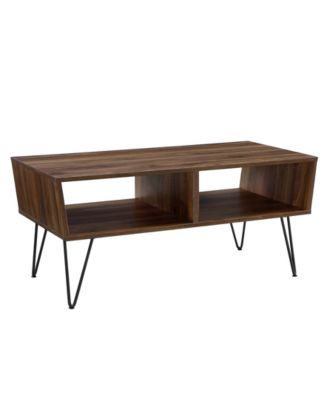 42 inch Angled Coffee Table with Hairpin Legs in Dark Walnut - Macy's