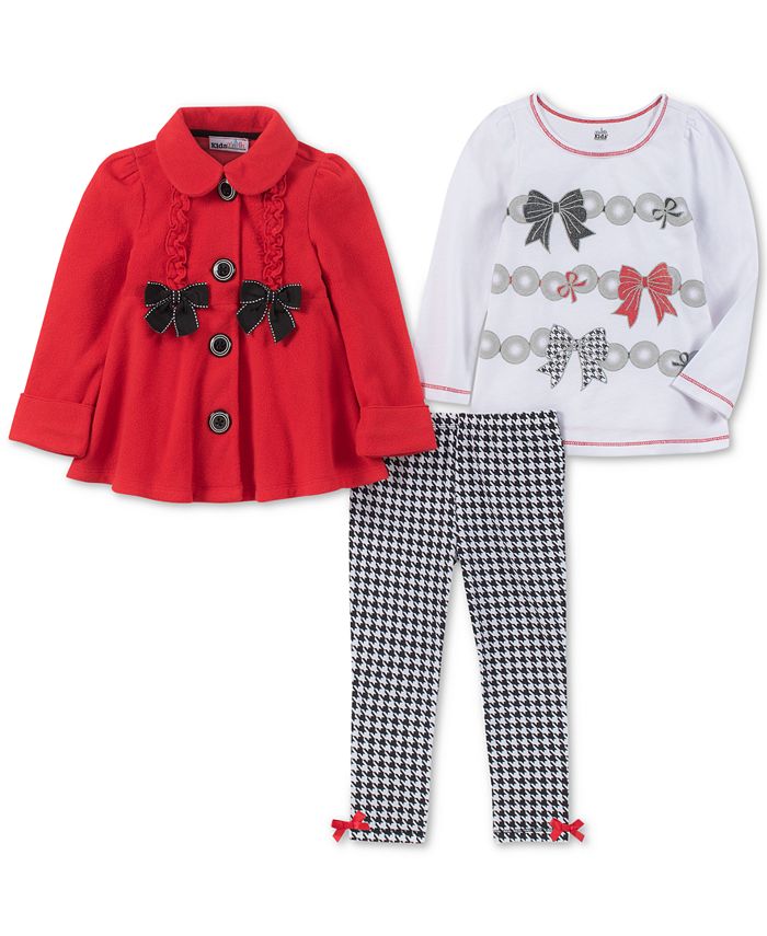 Kids Headquarters Toddler Girls 3-Pc. Fleece Jacket, T-Shirt & Leggings ...