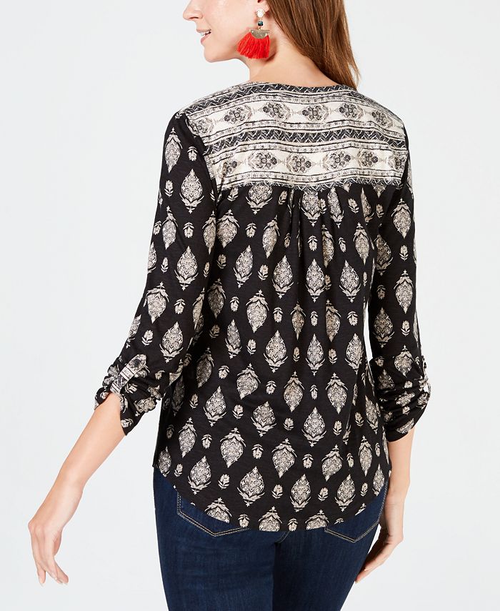 Style & Co Mixed-Print Top, Created for Macy's - Macy's