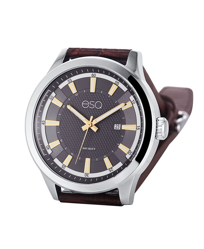 ESQ Men's Stainless Steel Watch, Date Window and Grey Dial - Macy's