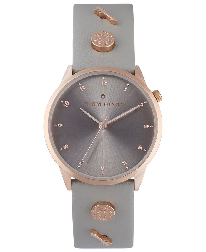 Thom Olson Women's Taupe Leather Strap Watch 34mm - Macy's