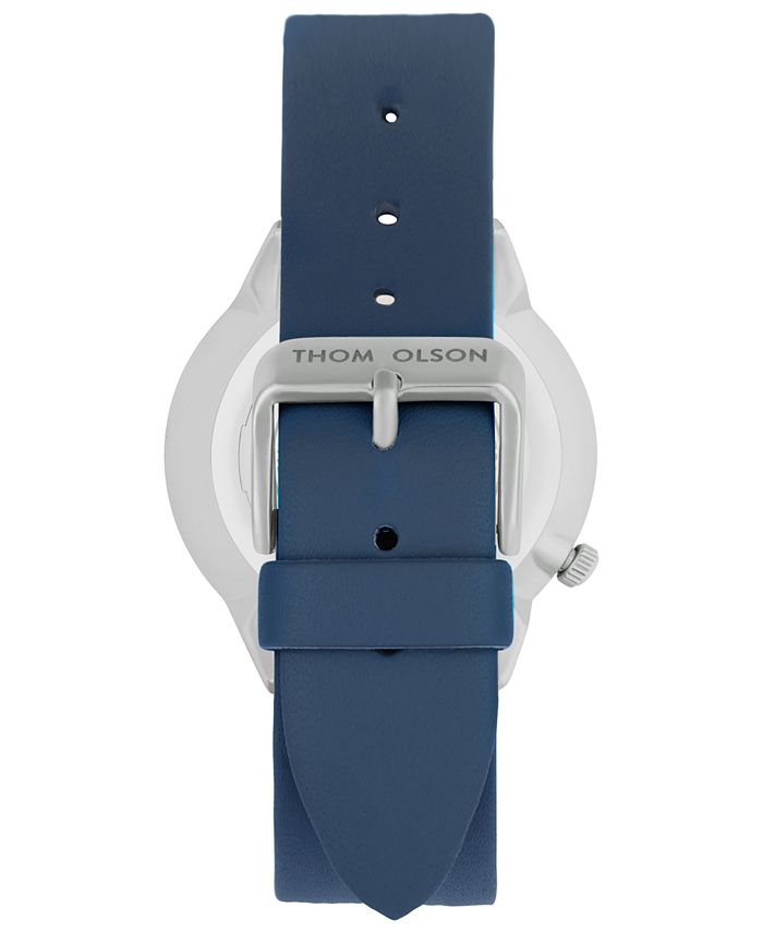 Thom Olson Women's Navy Leather Strap Watch 40mm - Macy's