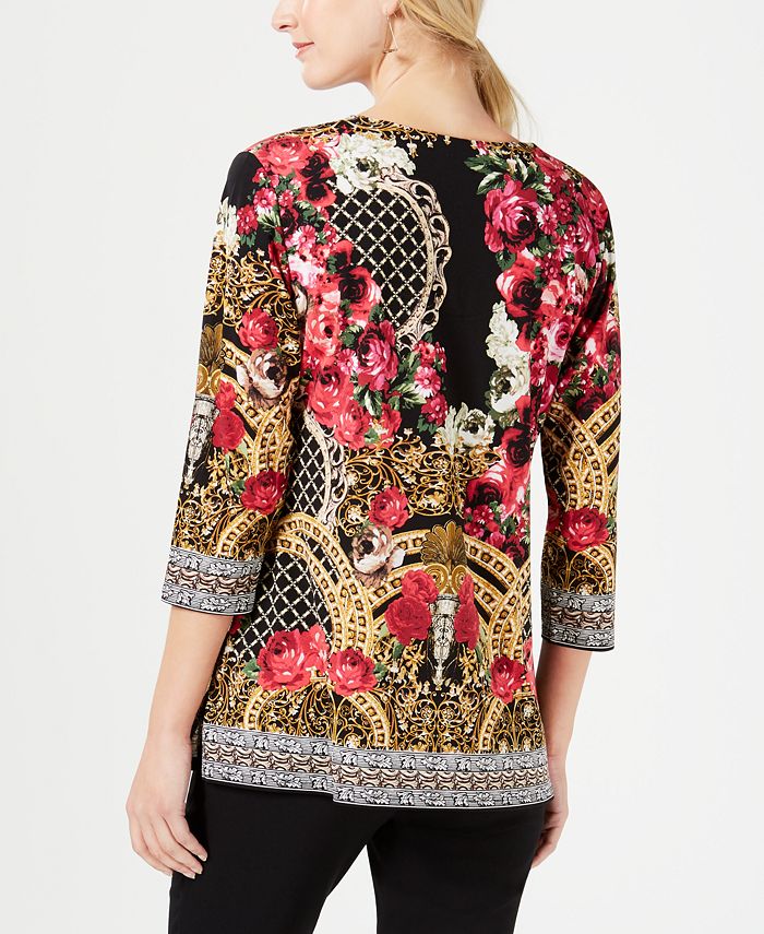 JM Collection Embellished Printed Tunic, Created for Macy's - Macy's