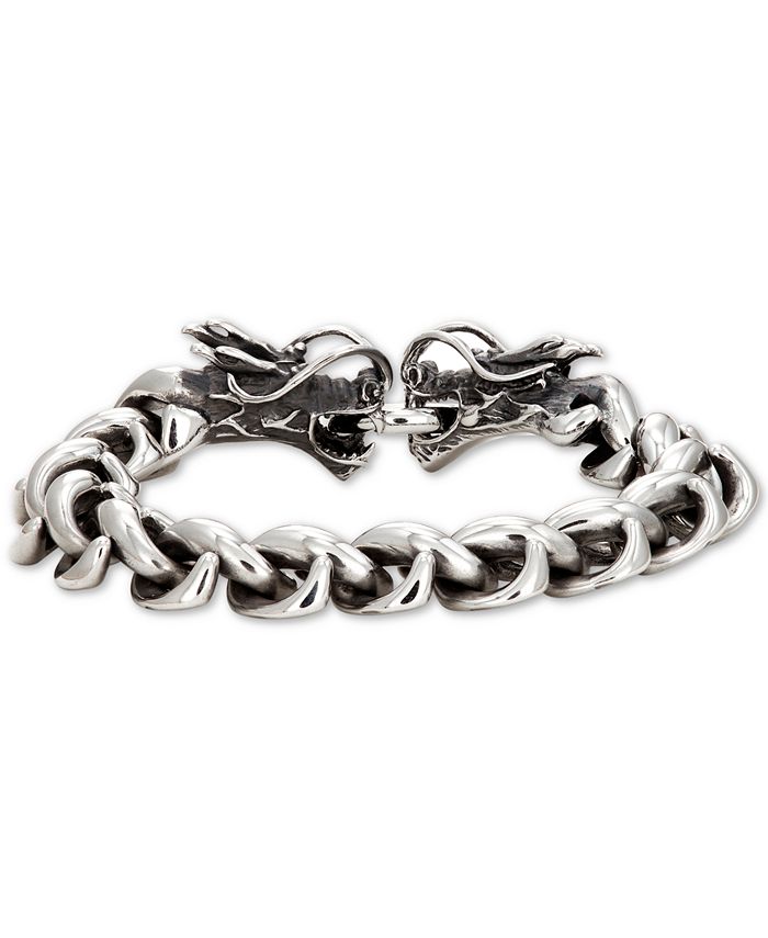 Macy's Men's Dynasty Dragon Link Chain Bracelet in Stainless Steel ...