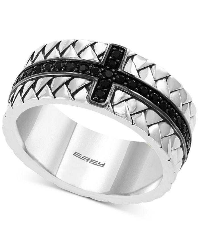 EFFY Collection EFFY® Men's Black Sapphire East-West Cross Ring (1/2 ct ...