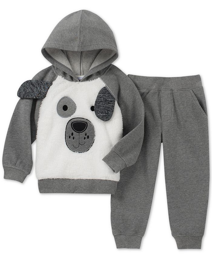 Kids Headquarters Baby Boys 2-Pc. Faux-Fur Dog Hoodie & Jogger Pants ...