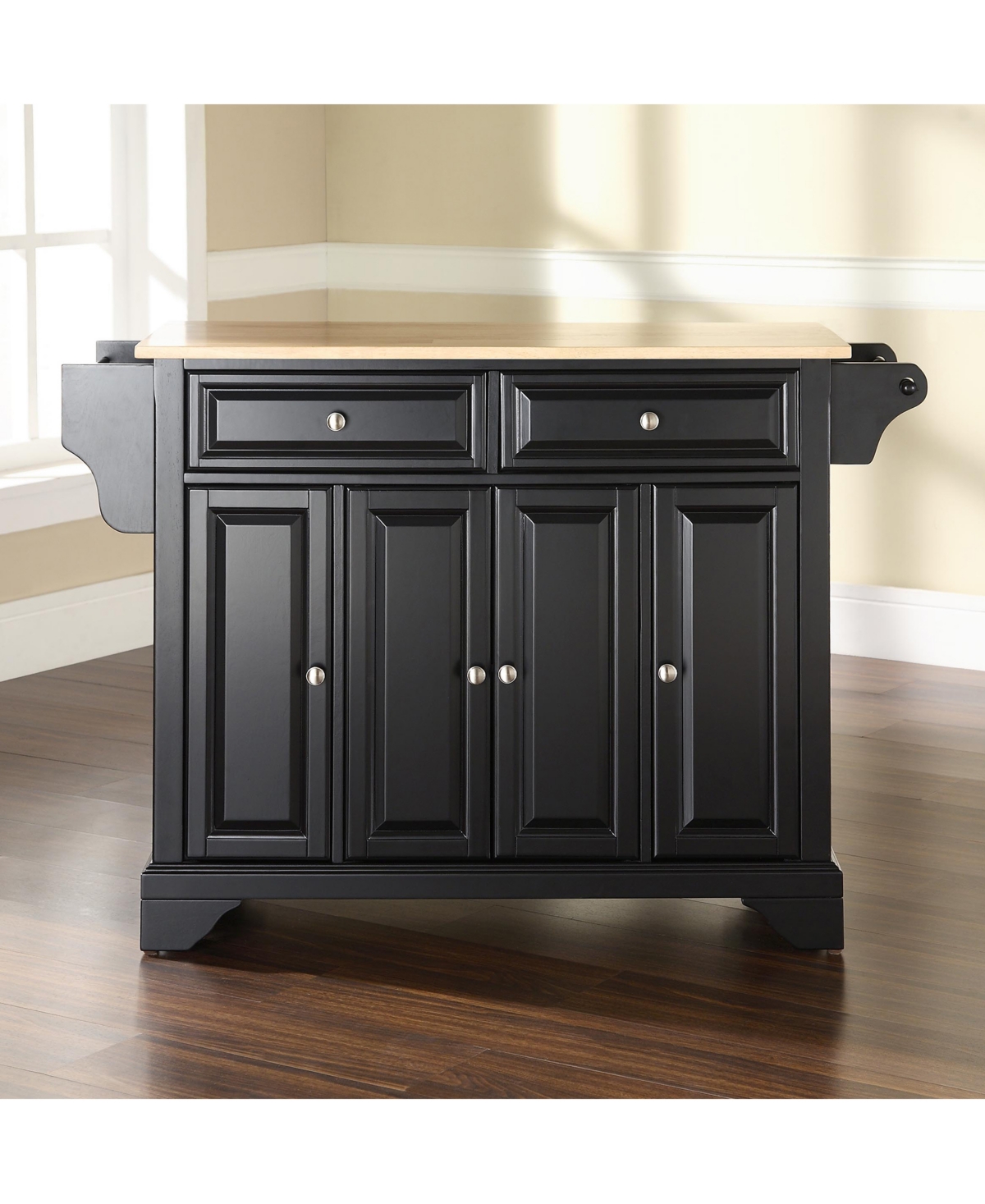 Click here for Lafayette Natural Wood Top Kitchen Island - Black prices