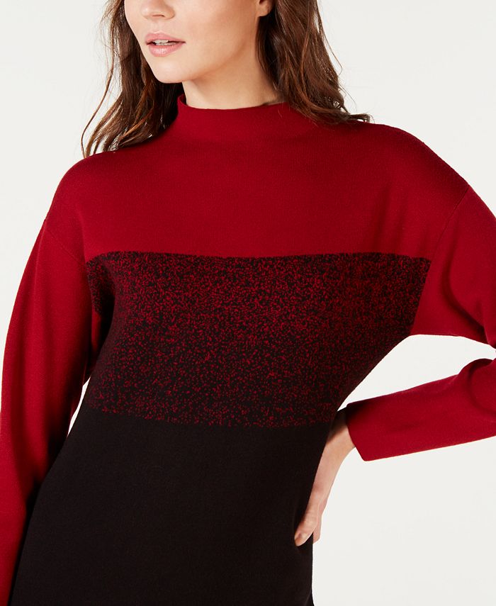 Anne Klein Ombré Colorblocked Mock-Neck Shift Dress - Macy's