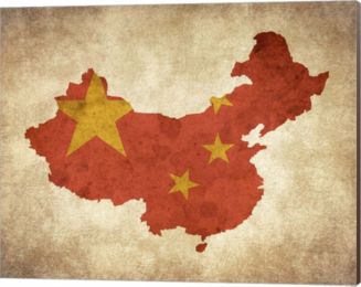 Map With Flag Overlay China By Color Me Happy Canvas Art - Macy's