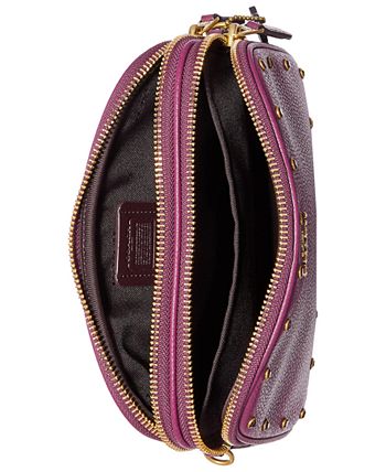 COACH Crystal Border Rivets Crossbody Clutch in Pebble Leather - Macy's