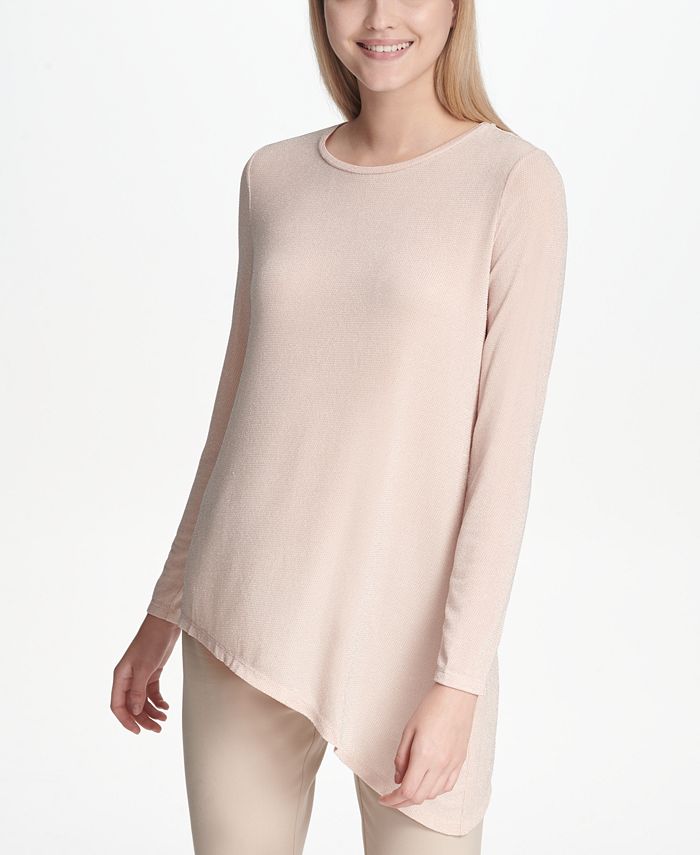 Calvin Klein Asymmetrical Metallic Top - Macy's