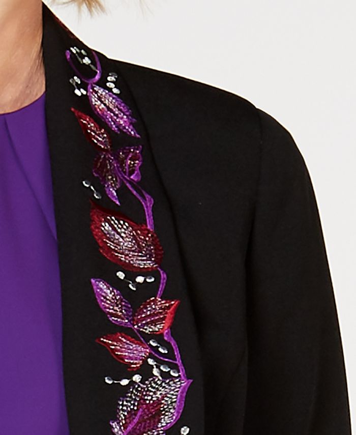 Kasper Embroidered Stretch Crepe Jacket & Reviews - Jackets & Blazers ...