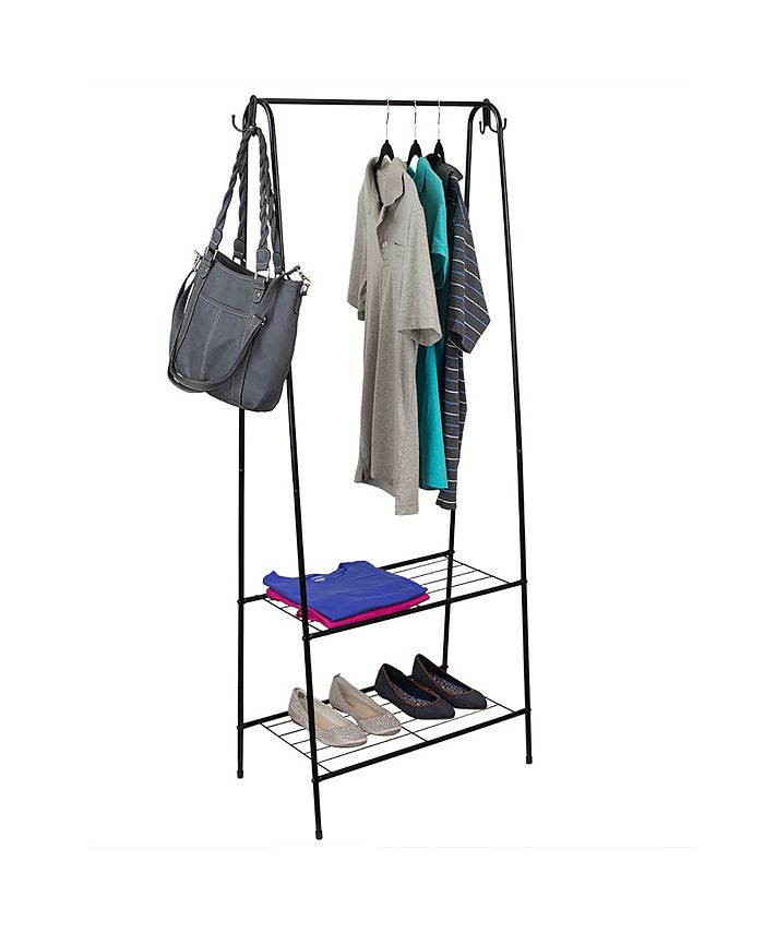 Home Basics 2 Shelf Free-Standing Garment Rack with Hooks - Macy's