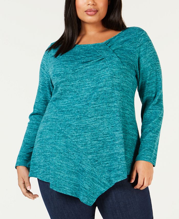 Ny Collection Plus Size Twist Front Asymmetrical Top And Reviews Tops