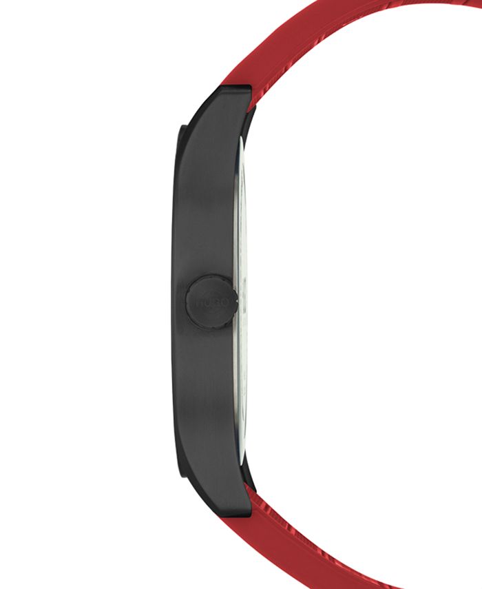 HUGO Men's #Move Red Rubber Strap Watch 42mm - Macy's