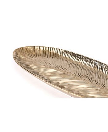 Zuo Large Gold Feather Plate - Macy's