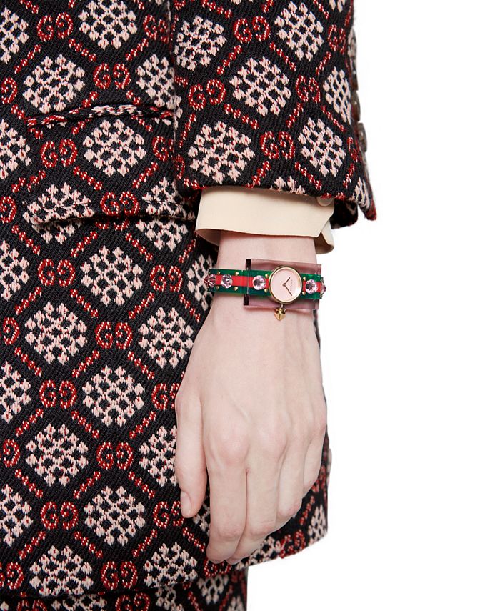 Gucci Women's Swiss Vintage Web Green-Red-Green Plexi-Resin Bangle ...