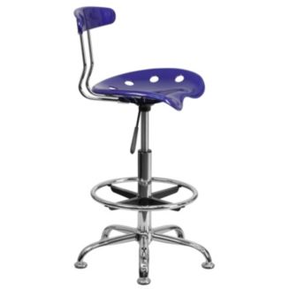 Vibrant Deep Blue And Chrome Drafting Stool With Tractor Seat - Macy's