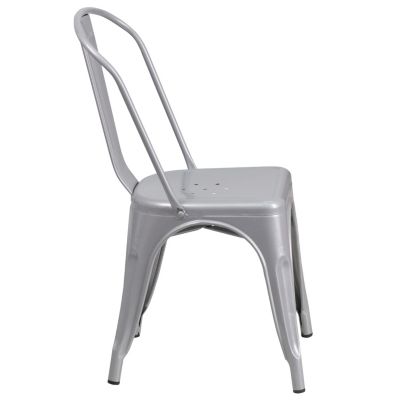 Silver Metal Indoor-Outdoor Stackable Chair - Macy's