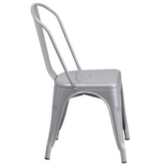 Silver Metal Indoor-Outdoor Stackable Chair - Macy's