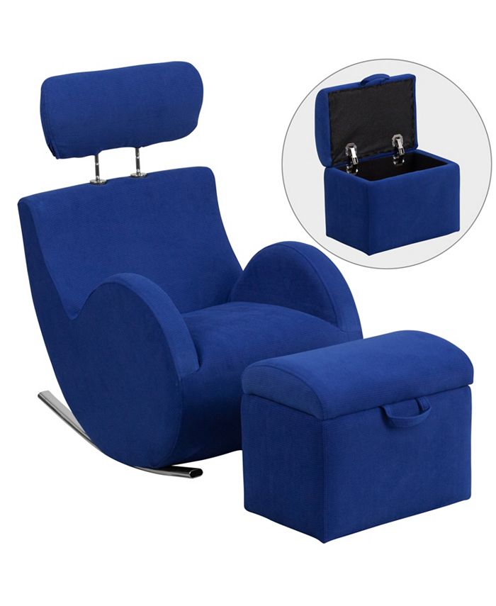 Flash Furniture Hercules Series Blue Fabric Rocking Chair With Storage ...