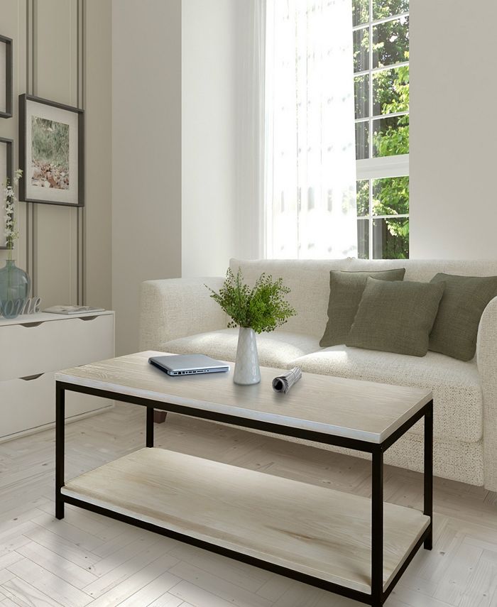 Yu Shan Studio Coffee Table with Solid Red Oak Top and Shelf - Macy's