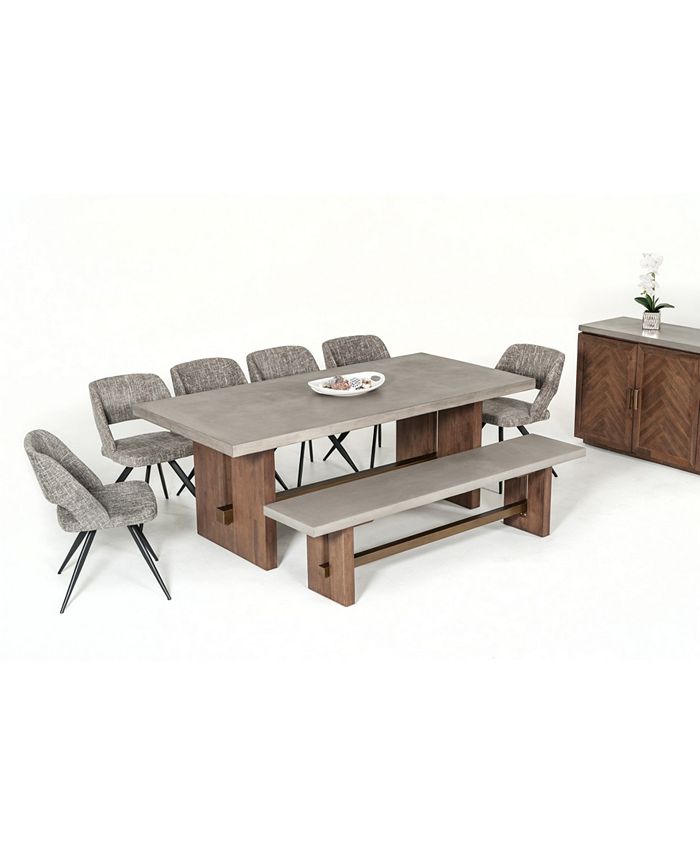 VIG Furniture Modrest Amos Modern Concrete and Acacia Dining Bench - Macy's
