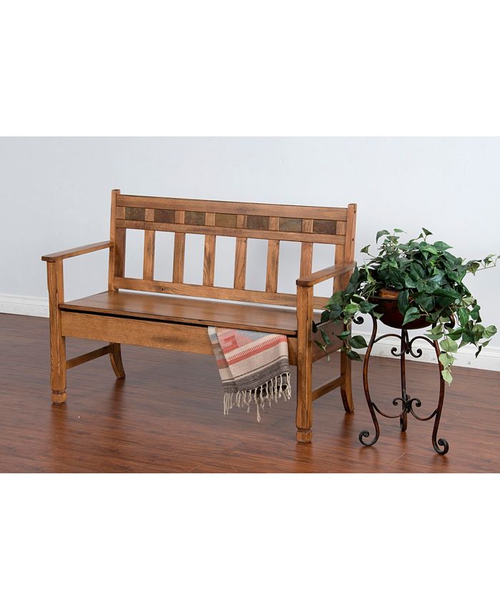 Sunny Designs Sedona Rustic Oak Storage Bench - Macy's