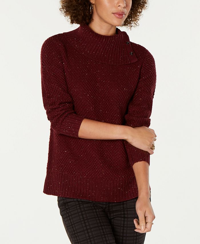 Style & Co Petite Envelope-Neck Tweed Sweater, Created for Macy's - Macy's