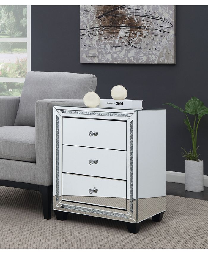 Furniture of America Basel Crystal-Studded 3-Drawer Side Table - Macy's