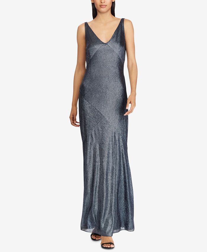 Lauren Ralph Lauren Metallic Sleeveless Gown Macys 6491