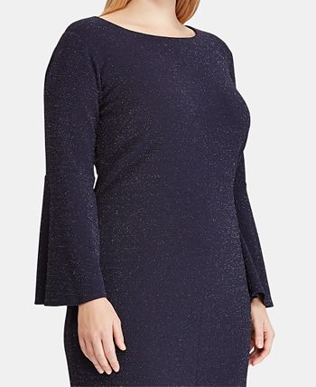 Lauren Ralph Lauren Plus Size Metallic Ponté-Knit Shift Dress - Macy's