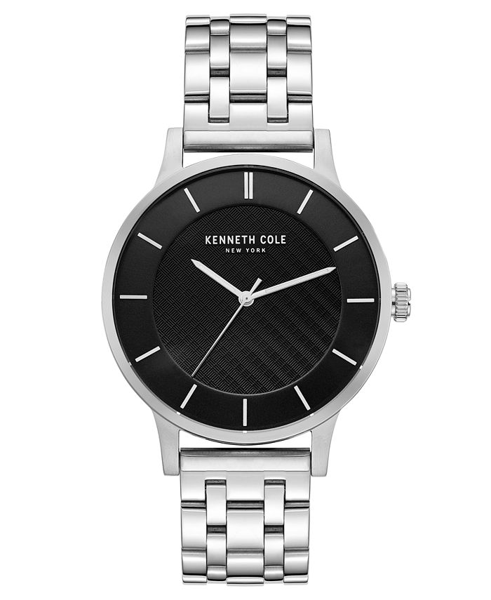 Kenneth Cole New York Men's Silver Bracelet Watch with Black Classic ...