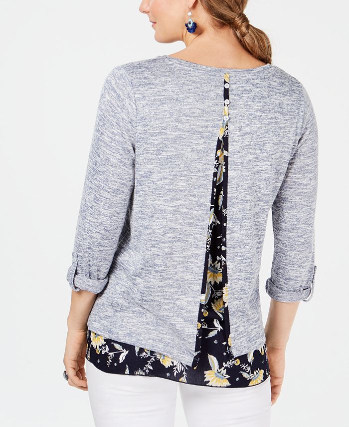 Style & Co Layered-Look Roll-Tab Top, Created for Macy's - Macy's