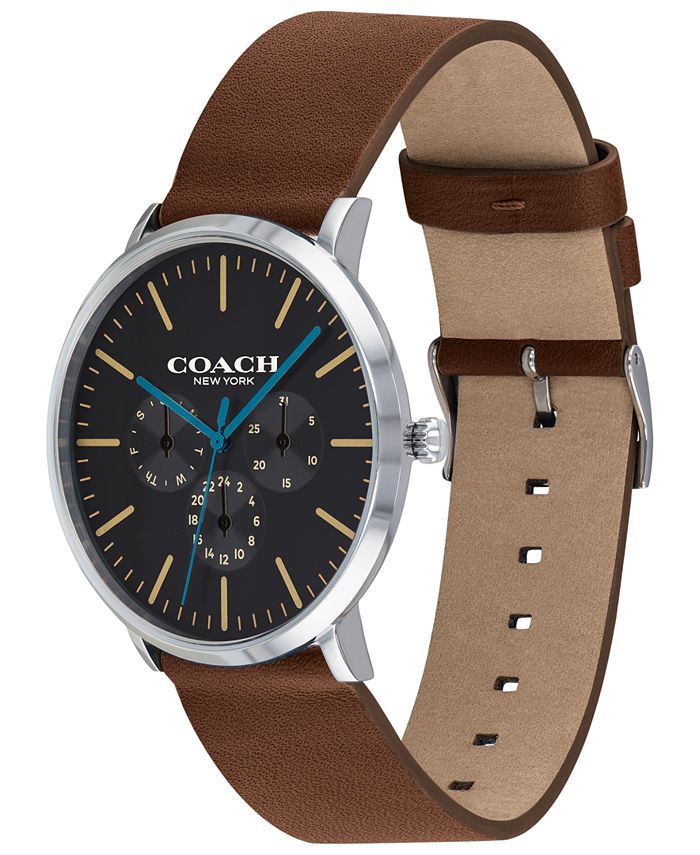 COACH Men's Varick Mahogany Leather Strap Watch 40mm - Macy's