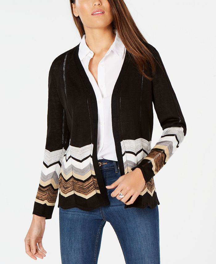 NY Collection Petite Chevron Cardigan - Macy's
