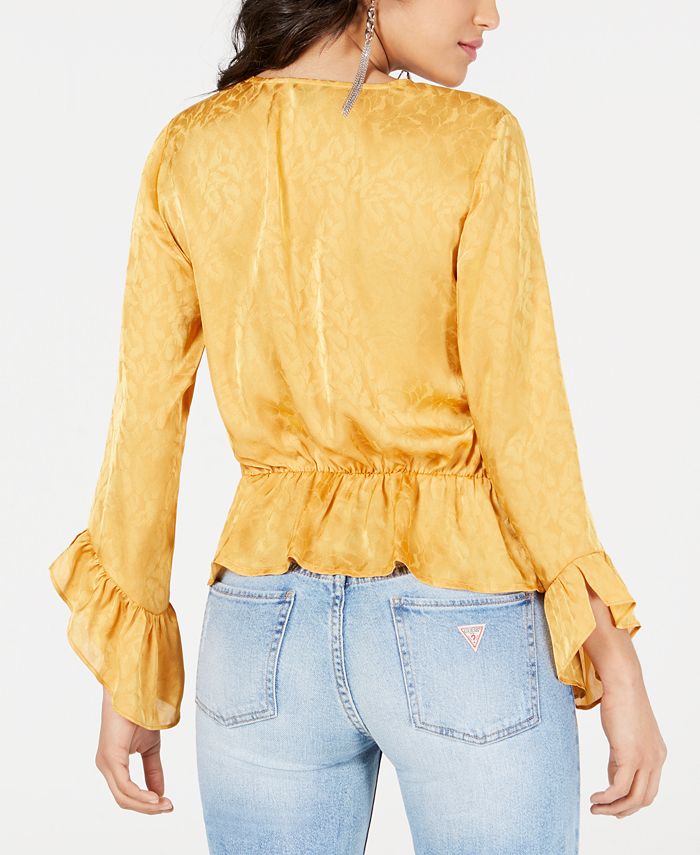 GUESS Haidee Bell-Sleeve Wrap Top - Macy's