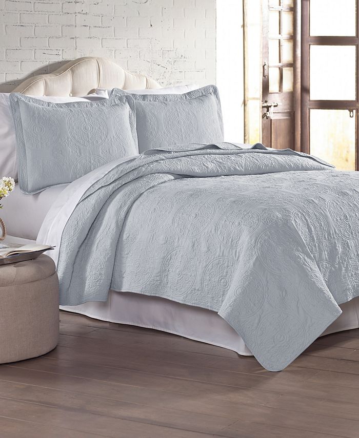 Modern Threads 3 Piece Solid Embroidered Quilt Sets Full Queen - Macy's