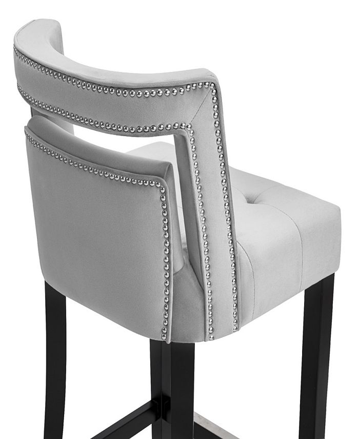 TOV Furniture Hart Grey Velvet Bar Stool - Macy's