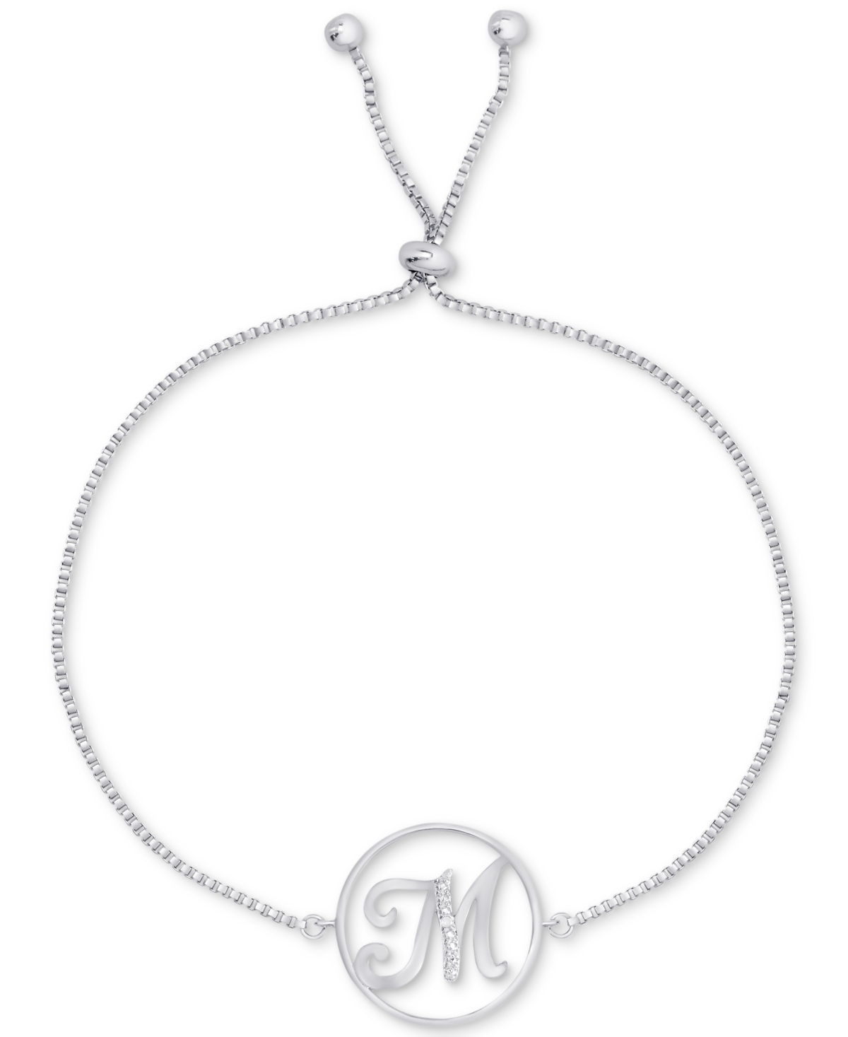 Click here for Diamond Accent Initial Bolo Bracelet in Silver-Pla... prices