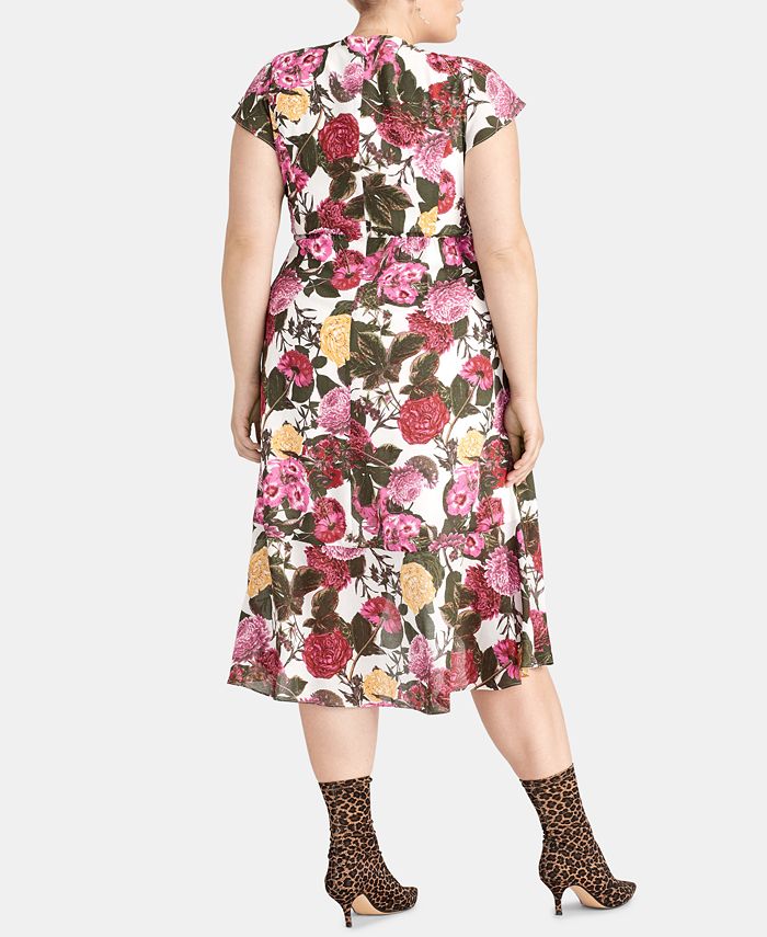 RACHEL Rachel Roy Plus Size Floral-Print High-Low Hem Dress, Created for Macy's - Macy's
