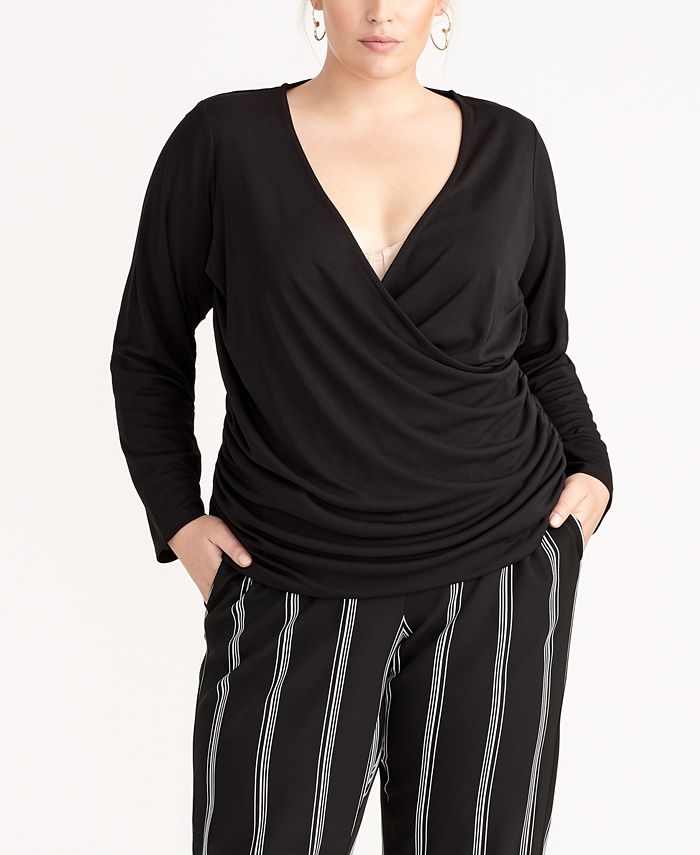RACHEL Rachel Roy Trendy Plus Size Draped Top, Created for Macy's ...