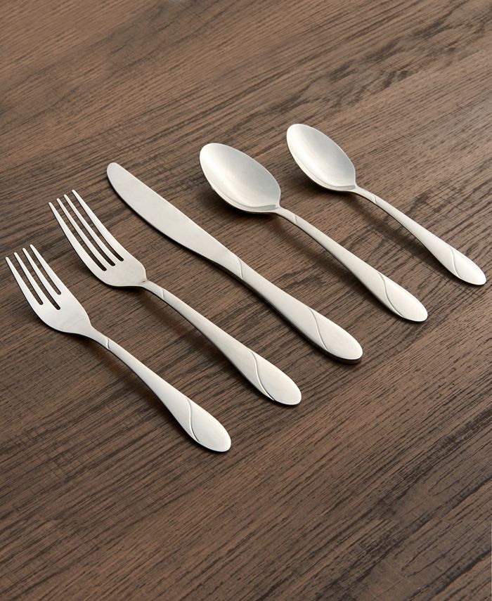 Cambridge Silversmiths Swirl Sand 89-Piece Flatware Set, Service for 12 ...