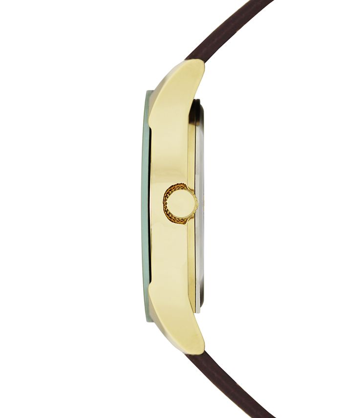 Geoffrey Beene Gold Sunray Brown Smooth Strap Genuine Diamond Watch ...