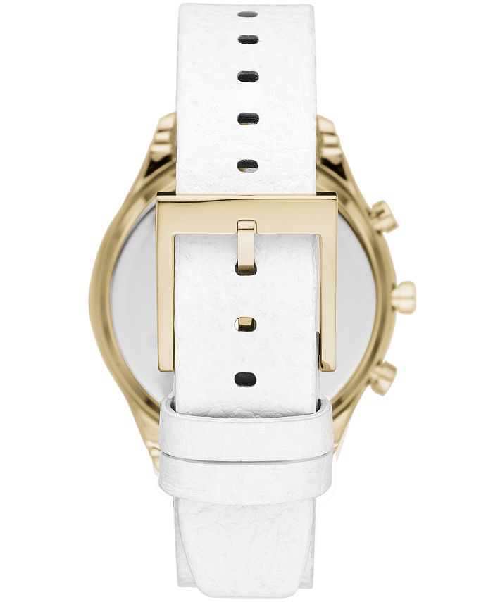 DKNY Women's Minute Woodhaven White Leather Strap Hybrid Smart Watch ...