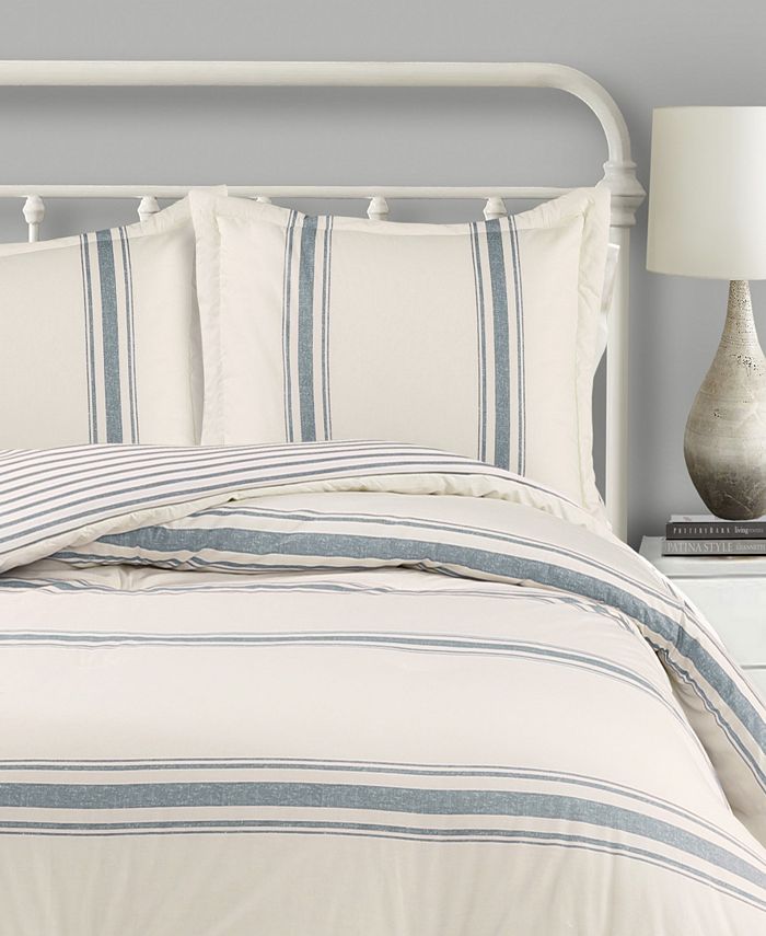 Lush Décor Farmhouse Stripe Reversible 3 Piece King Comforter Set